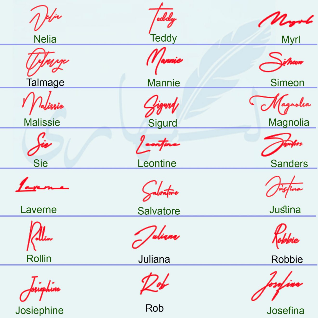 Names New Different Signatures - Signature Write