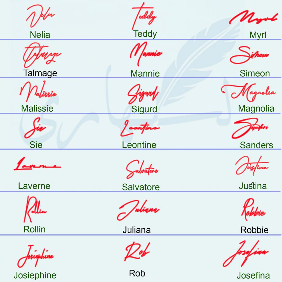 Names New Different Signatures - Signature Write